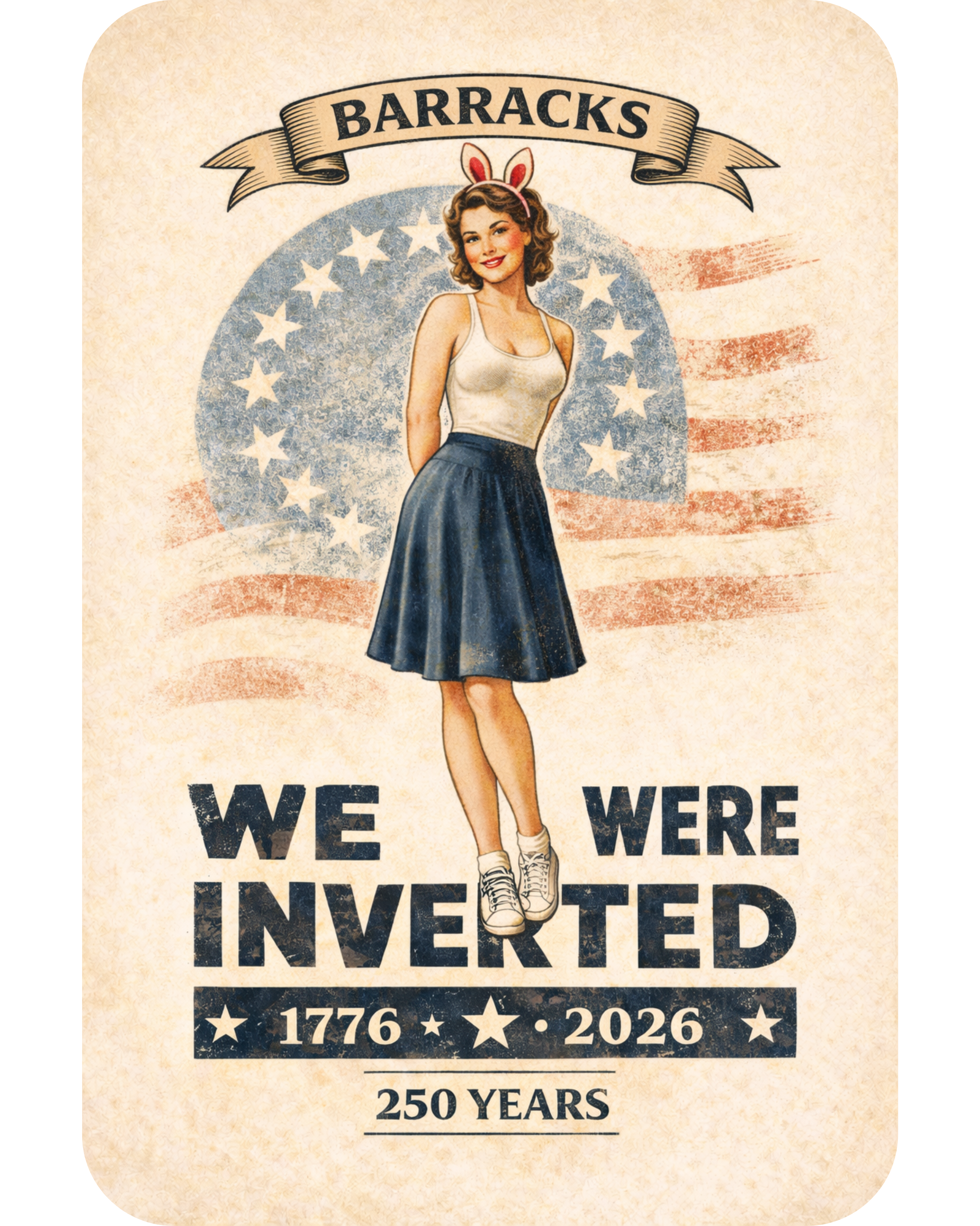 "We Were Inverted" Barracks Bunny Pin-Up Sticker - 250th Anniversary M ...